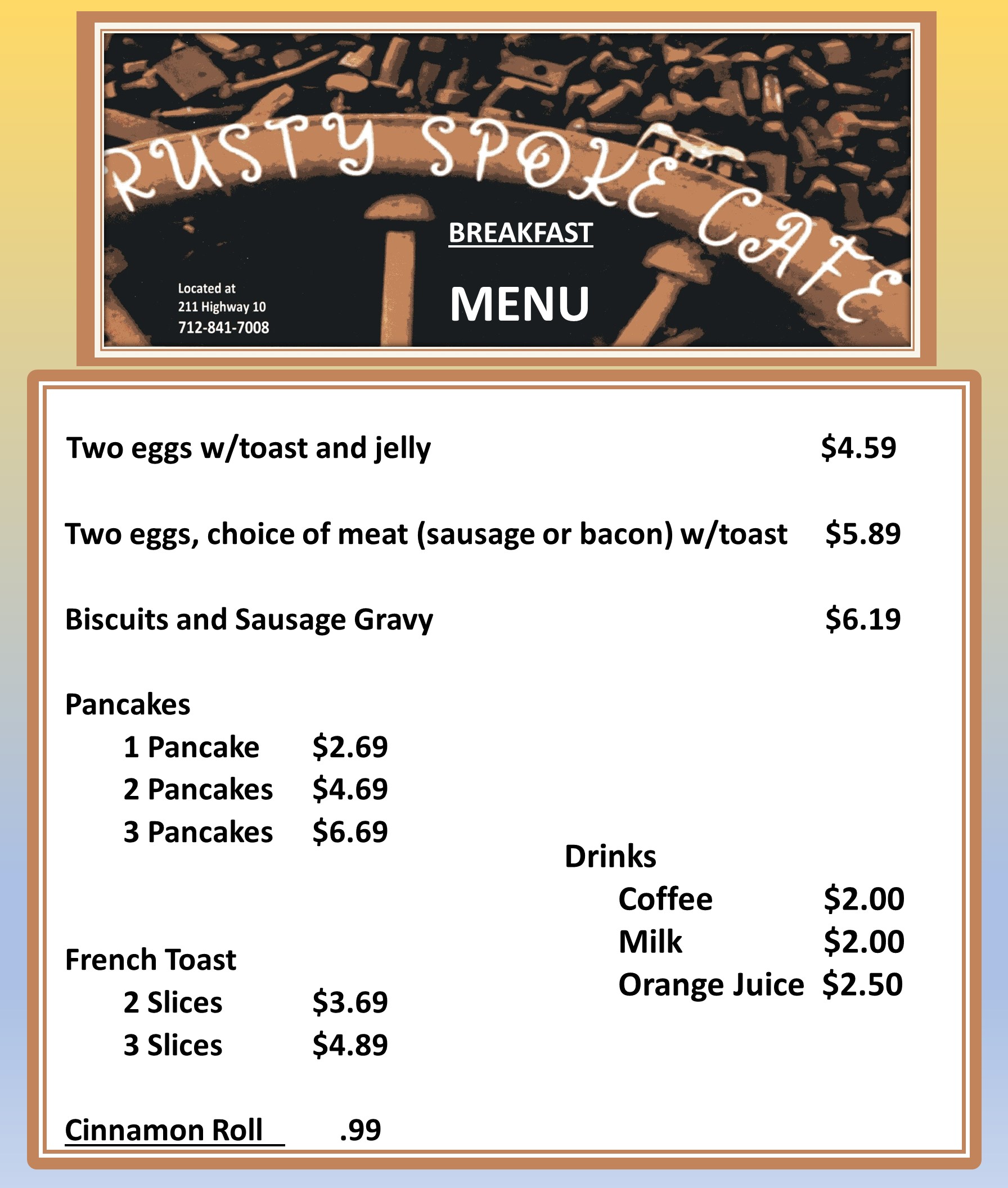 Rusty Spoke Cafe – Good Food – Not – Fast Food